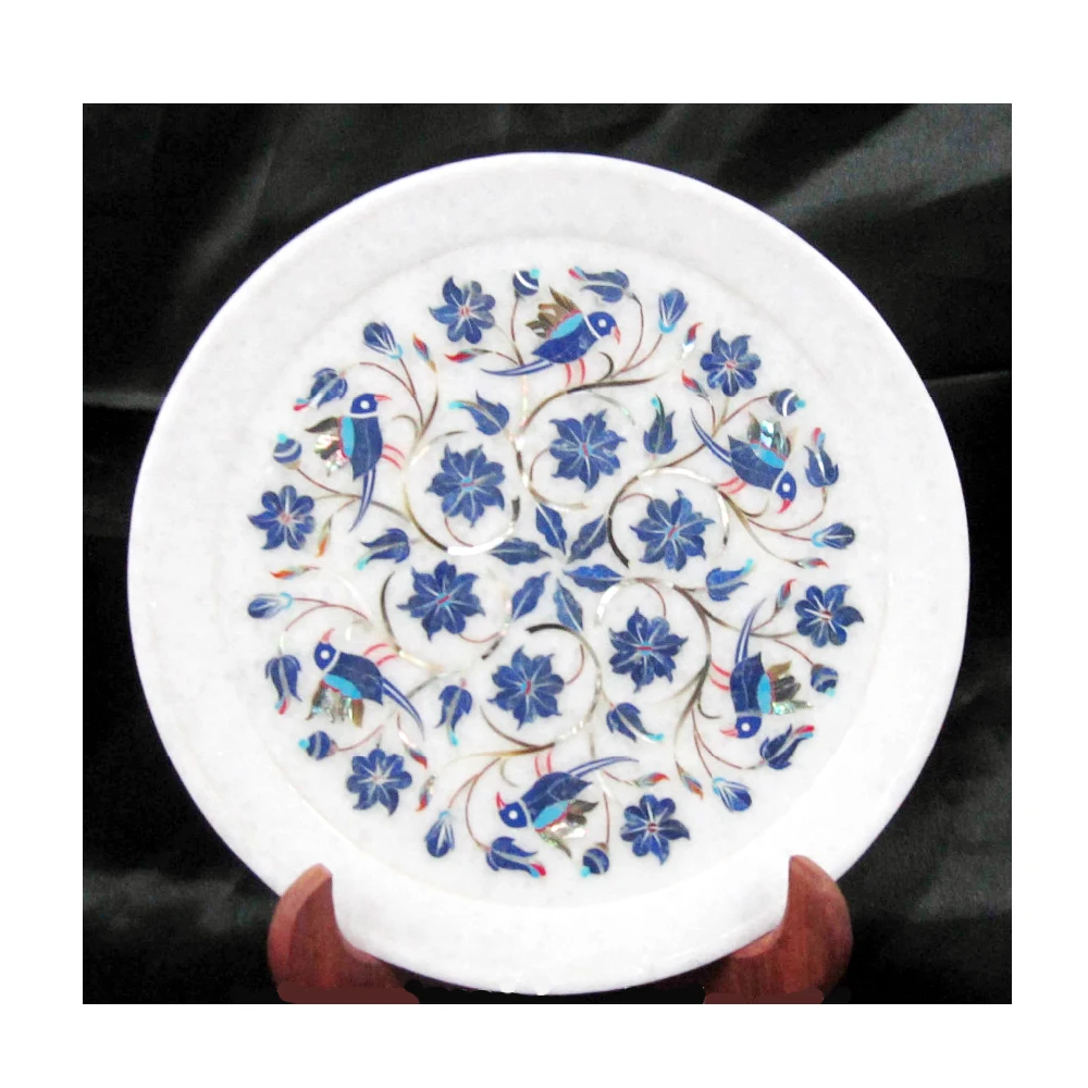 Round Pure Indian Marble Inlaid Plate| Alibaba.com