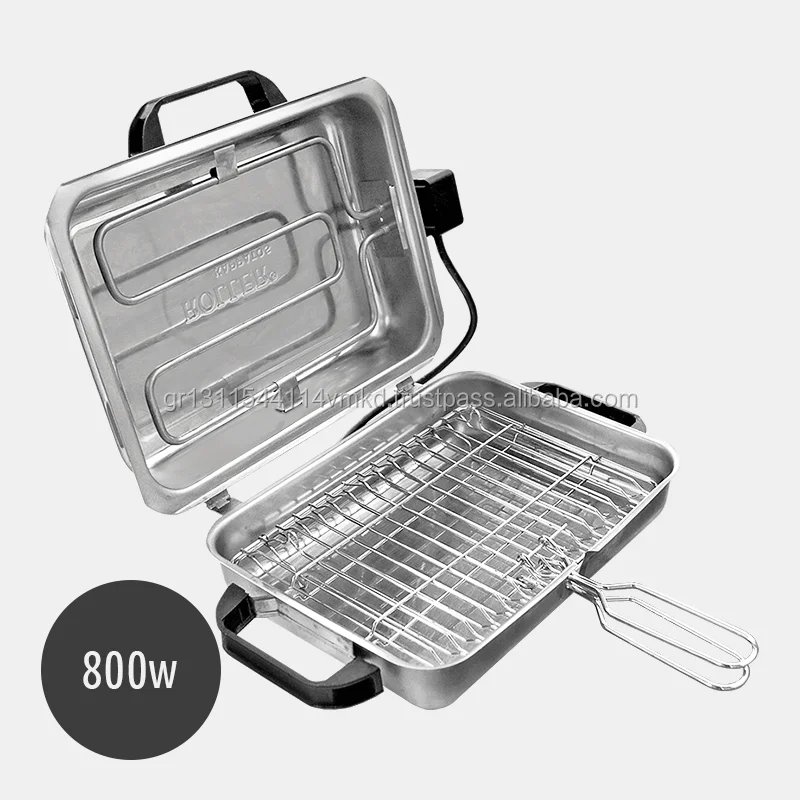 Electric Inox Barbeque Grill With Lid 800w - Contact Grill As A Toaster ...