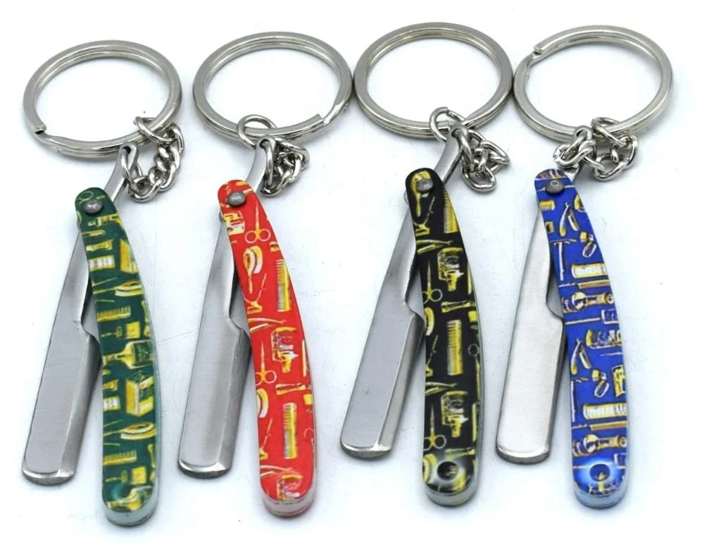 Razor Shaped Stainless Steel Barber Key Ring Razors Key Chains for ...