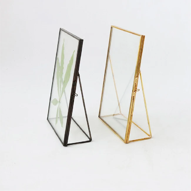 Vintage Antique Gold Metal & Glass Standing Photo Picture Frames ...
