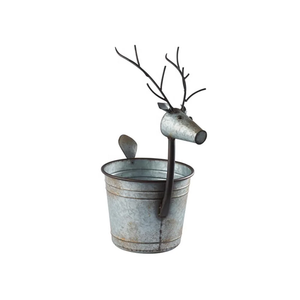 wheelbarrow planter large Galvanized Reindeer Planter indoor decorative ...