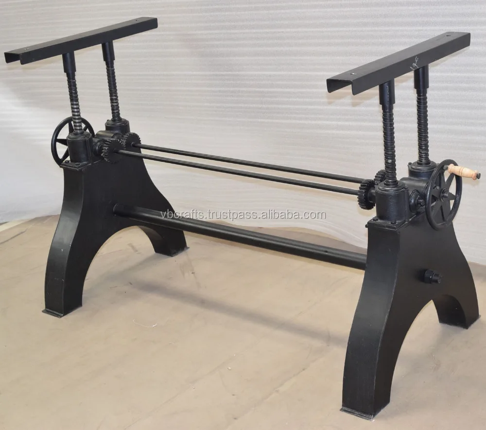 Industrial Crank Table - Adjustable Central Leg for Diverse Uses