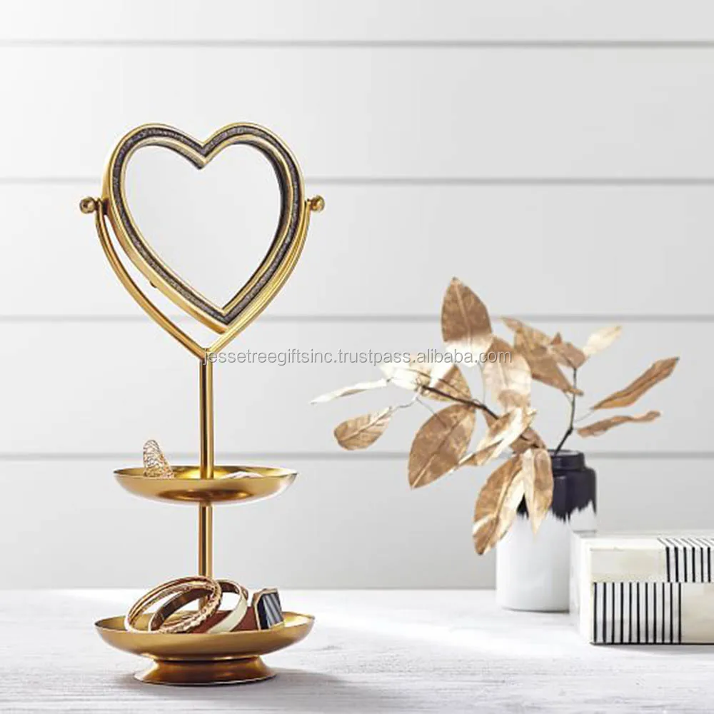 Metal Modern Jewelry Box Round Shape With Bright Golden Plating ...