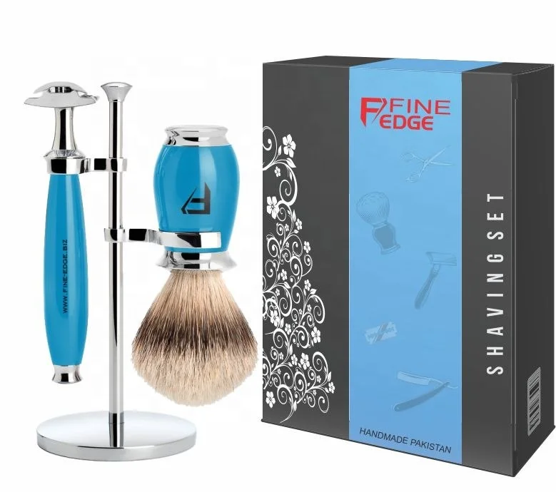 Traditional Shaving Set Lite Blue Classic Style Double Edge Safety ...