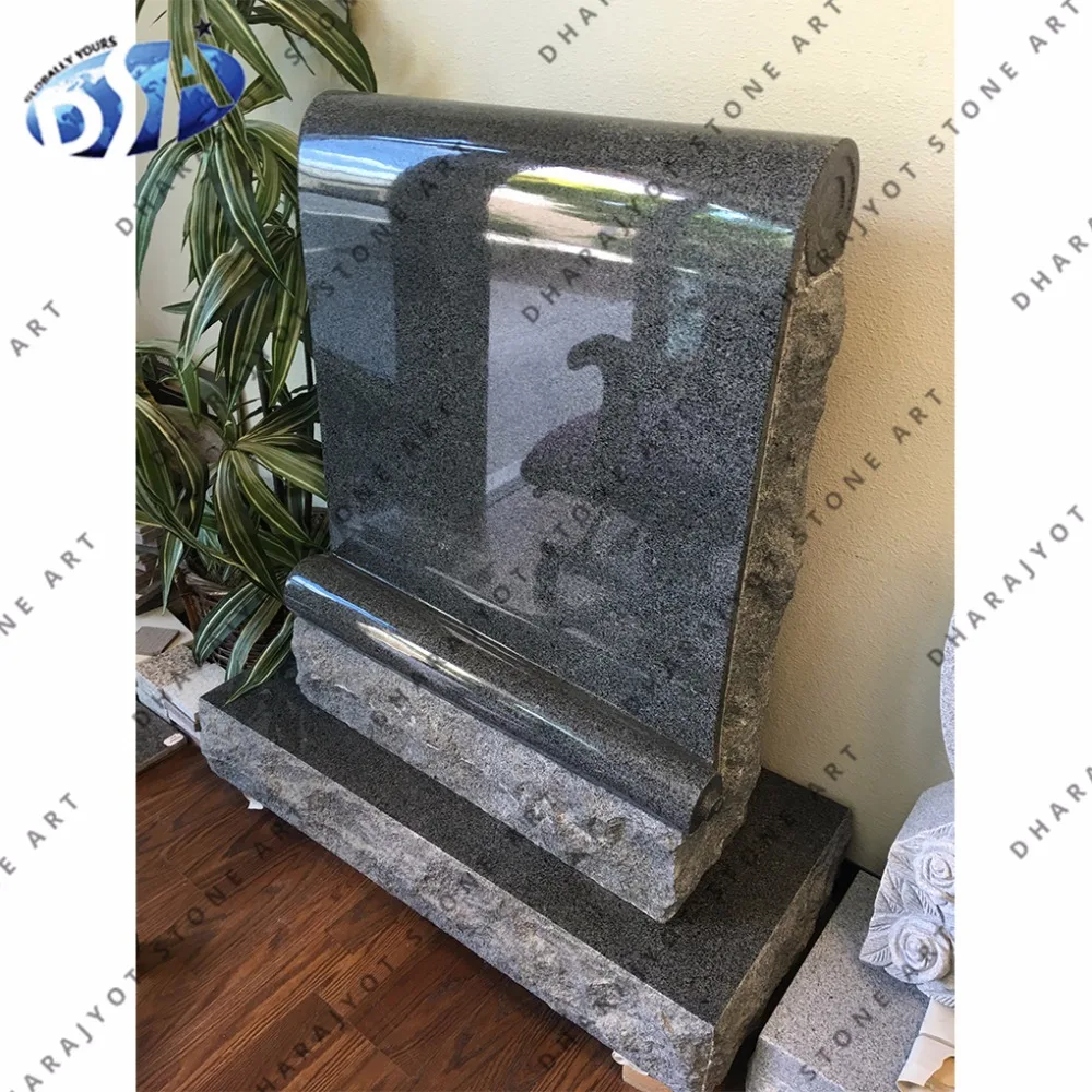 Antique Grey Shiny Highly Polished Granite Monument And Tombstone For ...
