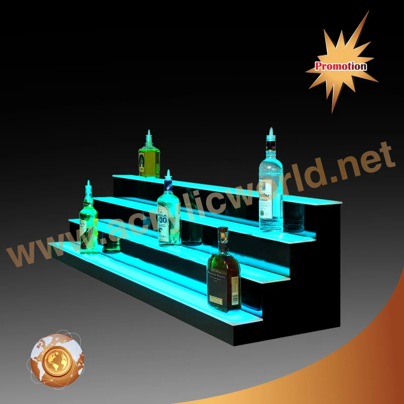 Led Lighted Liquor Bottle Display Shelf With Remote Control Home Bar ...