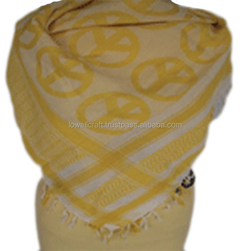 Peace Sign Pattern Design Arab Shemagh Keffiyeh Scarf Lightweight Plaid ...