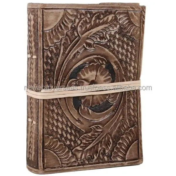 Genuine Leather Cover Journal Hand Tooled Embossed Diary Sketch Book ...