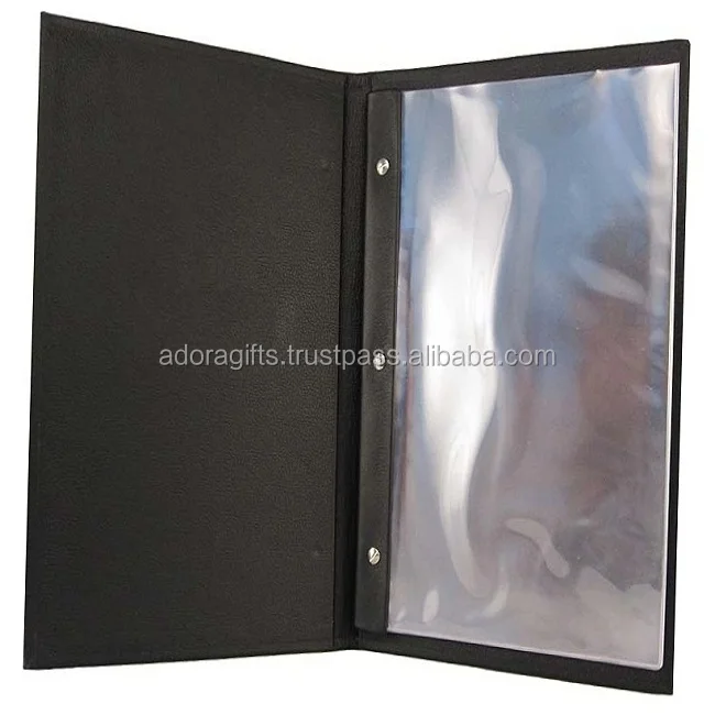 Genuine Leather Menu Cover With Multiple Plastic Sleeves/ Hotel Menu ...