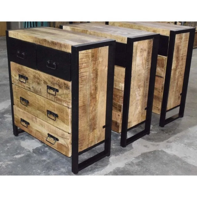 Wooden Metal Industrial Vintage 5 Drawer Chest - Buy Industrial Drawer ...