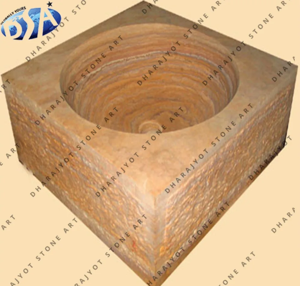 Beige Sandstone Square Round Shaped Flower Planter Eco Friendly ...