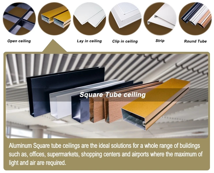 Decorative U Shaped Square Tube Aluminum Baffle Ceiling - Buy U Shaped ...