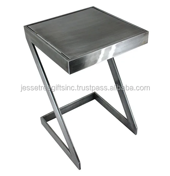 Metal Sheet Strips Accent Table with Antique Gold Finishing
