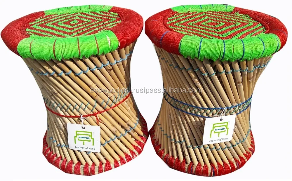 Premium Quality Bamboo Sarkanda Indian Cane Rattan Pouf Muddha Footrest ...