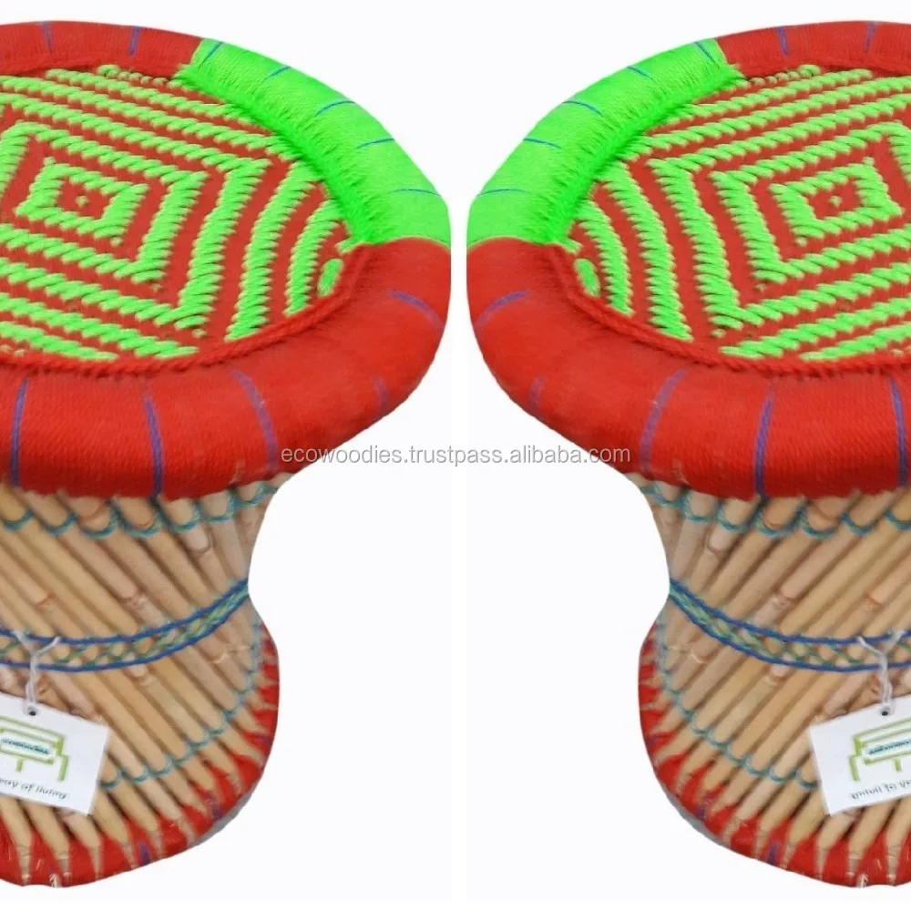 Premium Quality Bamboo Sarkanda Indian Cane Rattan Pouf Muddha Footrest ...