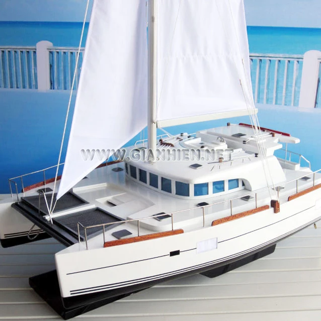 HDC LAGON 440 CATAMARAN WOODEN MODEL BOAT_ WOODEN HANDICRAFT MODEL ...
