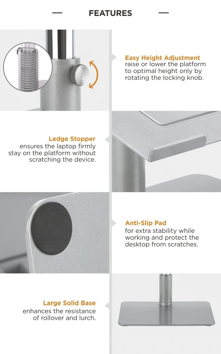 Height Adjustable Laptop Riser - Ergonomic & Durable