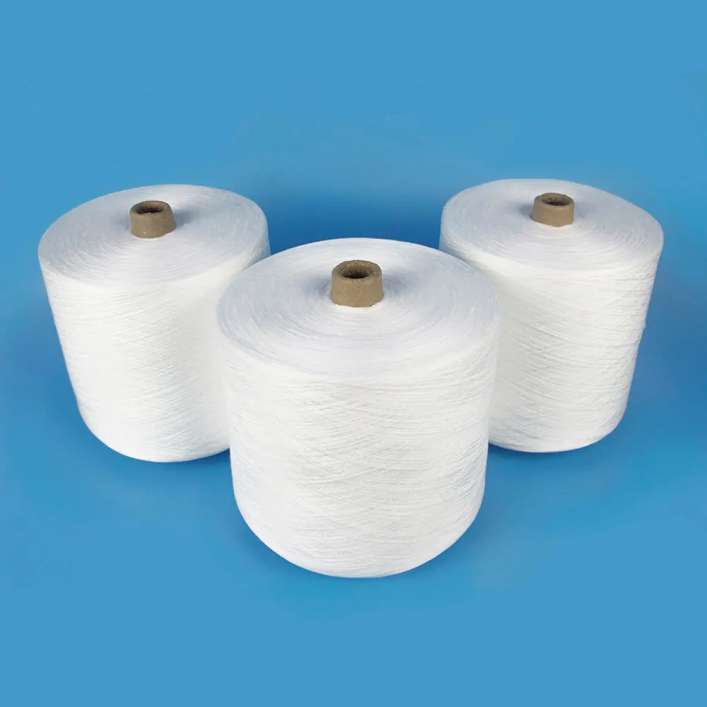 Raw White Polyester Spun Yarn 100% Polyester Virgin Spun Yarn Polyester ...