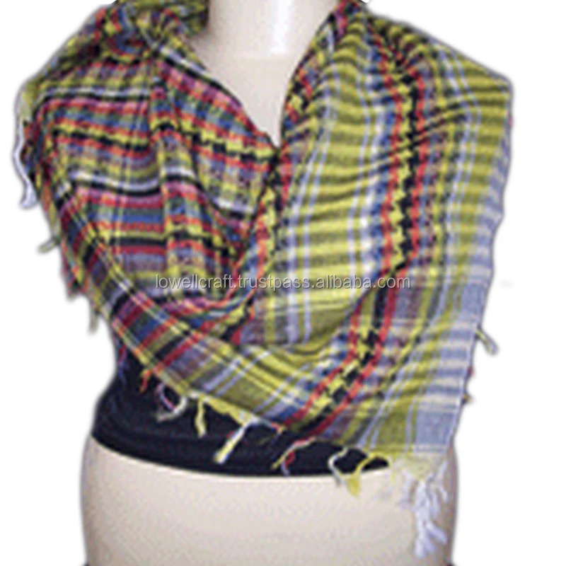 100% Cotton Shemagh Keffiyeh Arab Scarf Multi-Color Embroidered Box ...