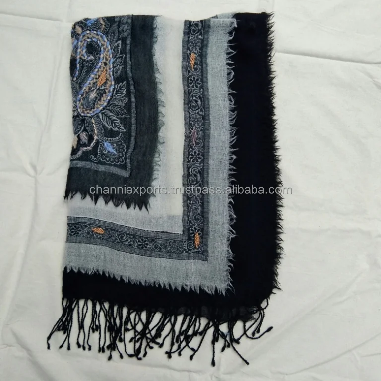 Classic Ethnic Indian Hand Embroidery Boiled Wool Scarf And Shawls ...