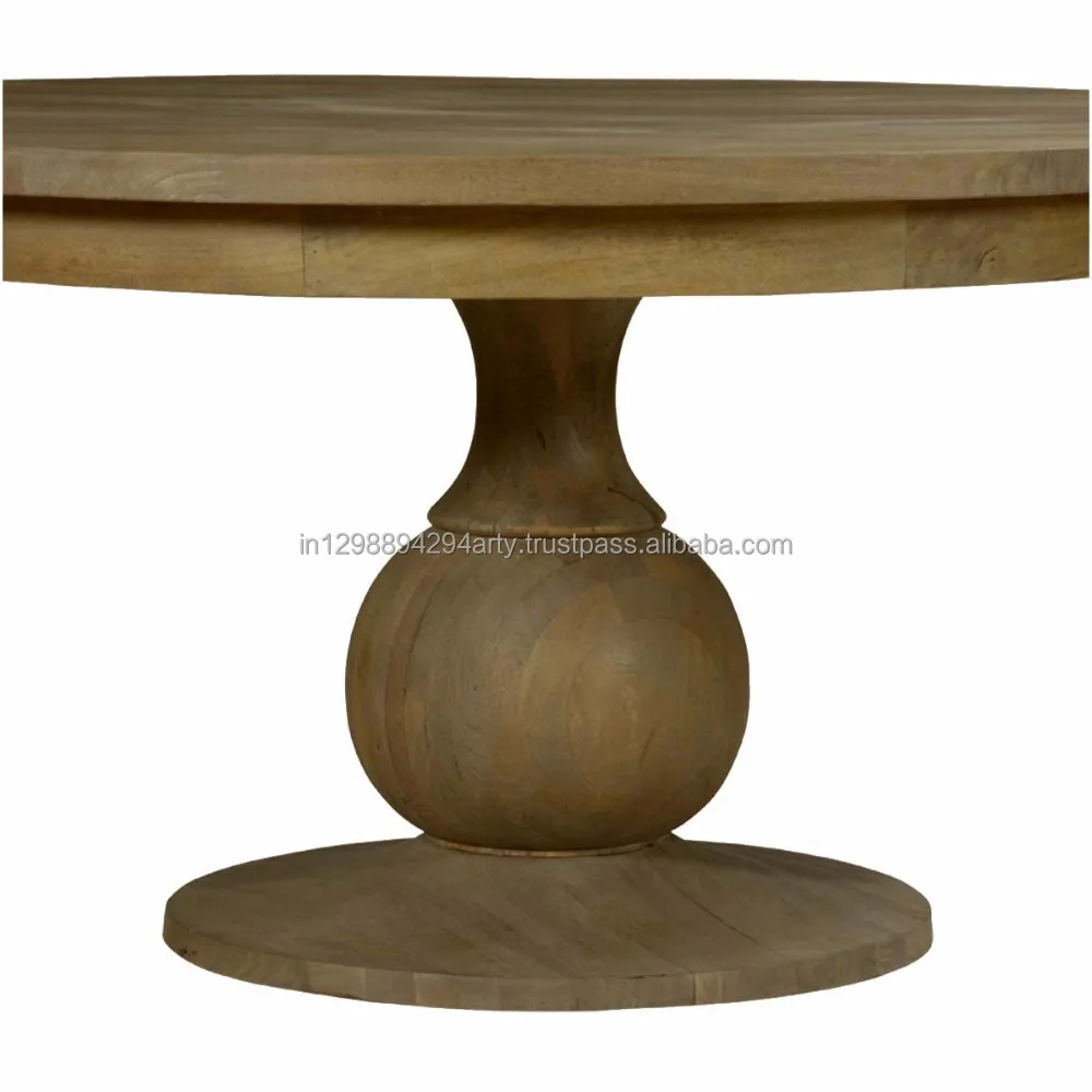 Vintage Style Rustic Wooden Six Sitter Round Outdoor Dining Table