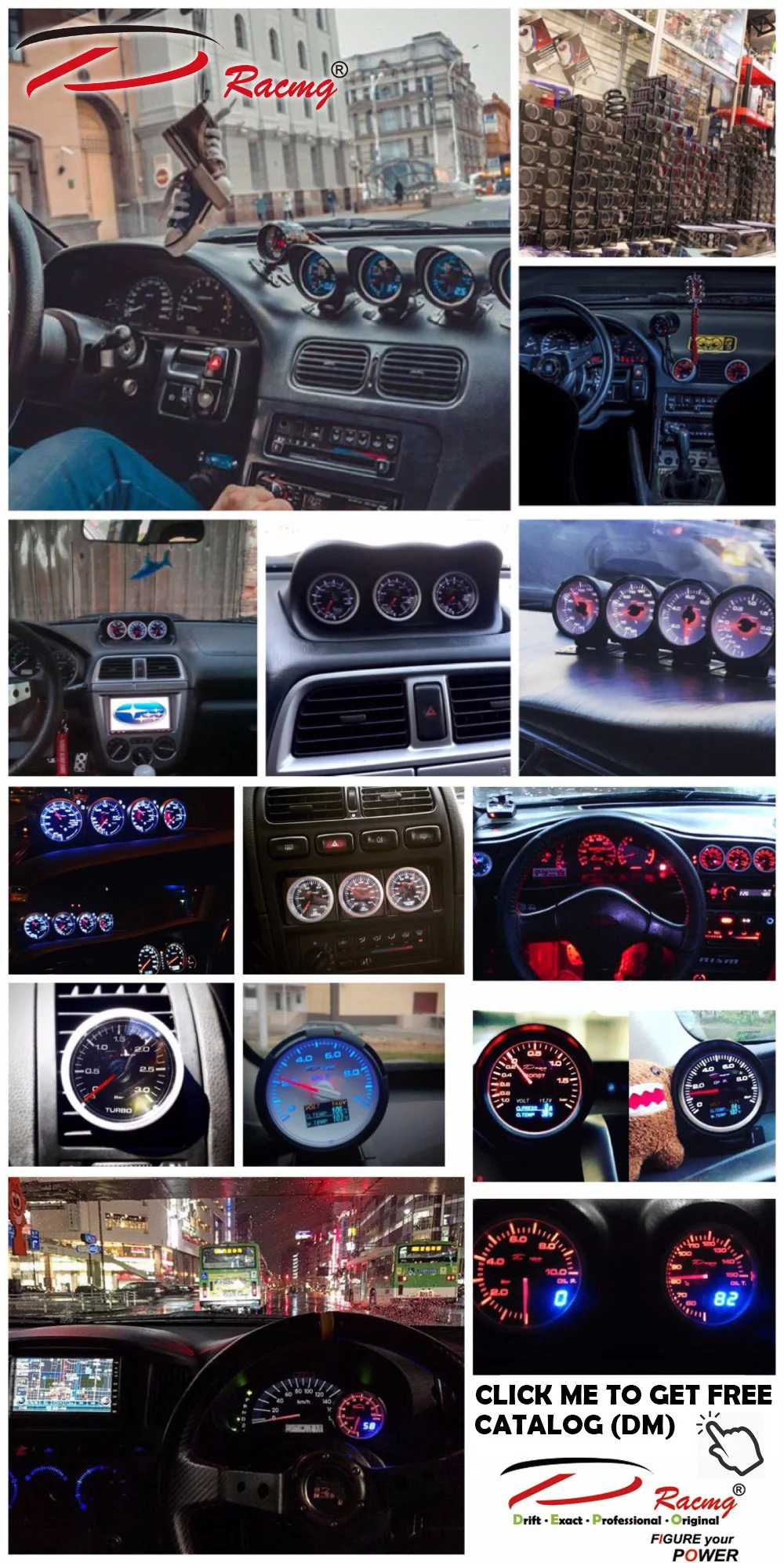 85mm Engine Instrument Gauge Meter Panel 5 Gauges Panel Set Black ...