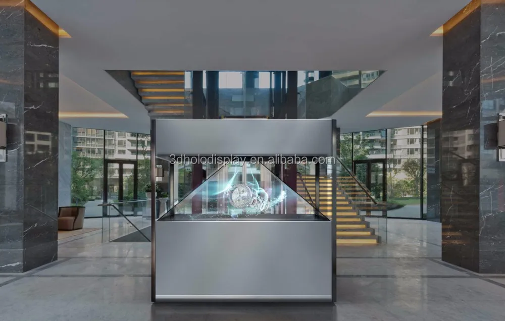 19" Inch 4 Sides Holographic 3d Pyramid Showcase,360 Holox Box With ...