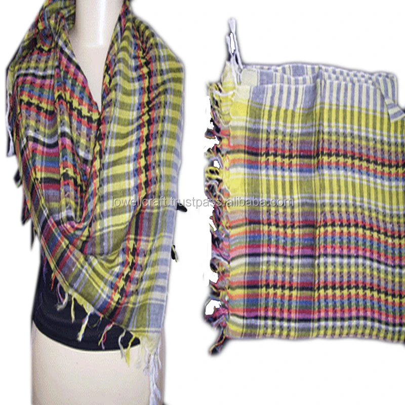 100% Cotton Shemagh Keffiyeh Arab Scarf Multi-Color Embroidered Box ...