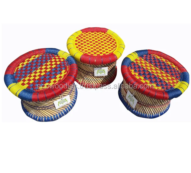 Simple Style Eco-Freindly Custom Colour Bamboo Cane Ottoman Set ...