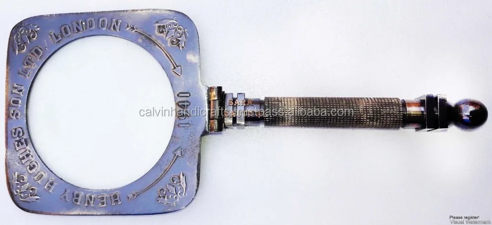 Nautical Antique Handheld Brass Magnifier Square-Shaped Working ...