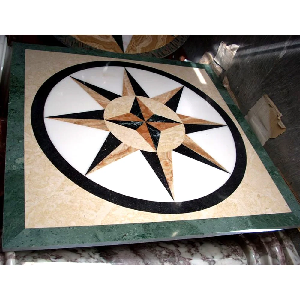 Marble Medallion Overlay Marble Inlay Square Dining Table Top - Buy ...