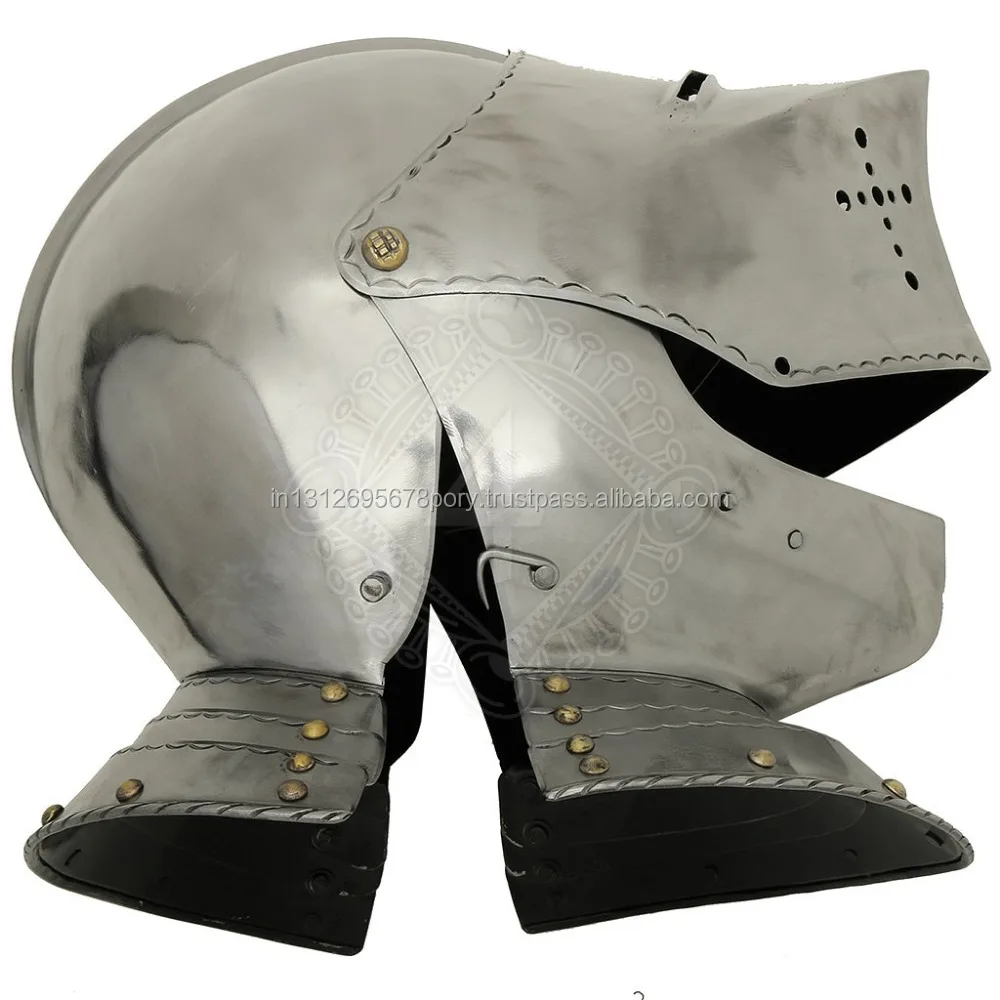 Medieval Knight Close Armet Helmet 16 Gauge TC135