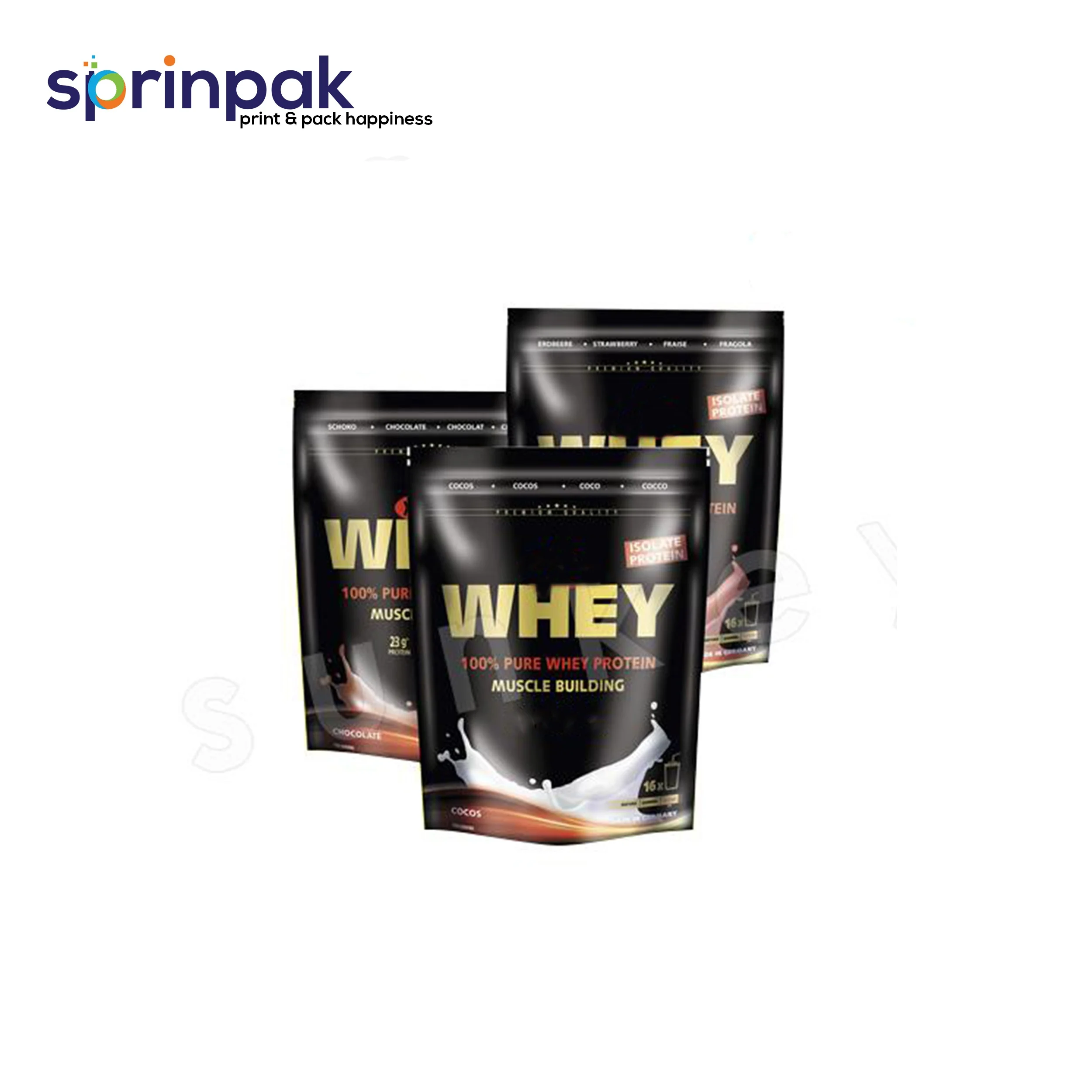 Resealable Stand Up Zipper Pouch Bag 5kg Whey Protein Packaging Food ...