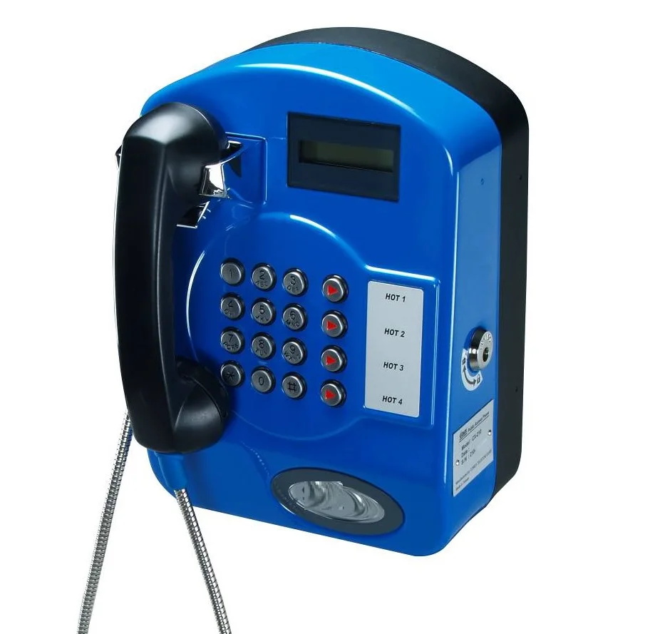 PSTN / GSM / WIRELESS public payphone free call phone with metal case ...