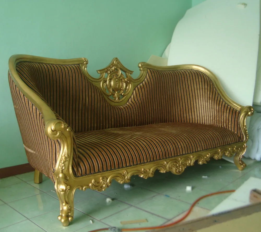 Gold Leaves Finished Reclinable Sofa - Modern European