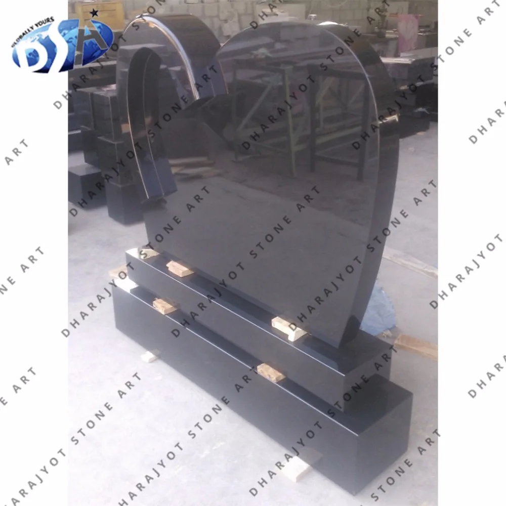 Black Antique Heart Shape Polished Monuments And Tombstone Double Base ...