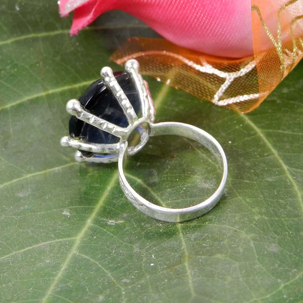 Rhea Ring 925 Sterling Silver Iolite Hydro Gemstone Handmade Designer ...