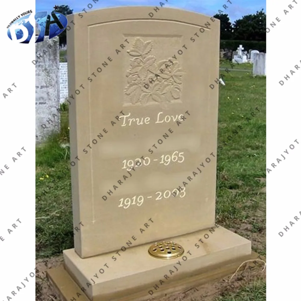 Simple And Attractive Hand Carved Yellow Natural Sandstone Tombstone ...
