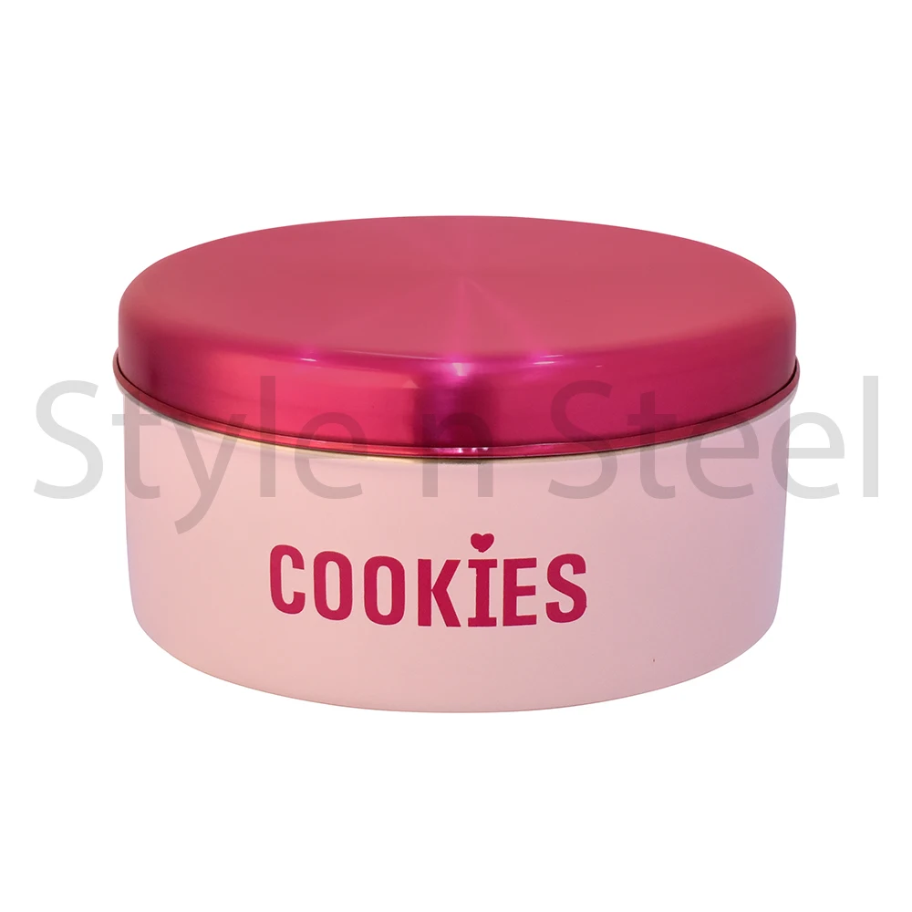 Cookies Tin Container Boxes Round Tin Box Packaging Closet Storage ...