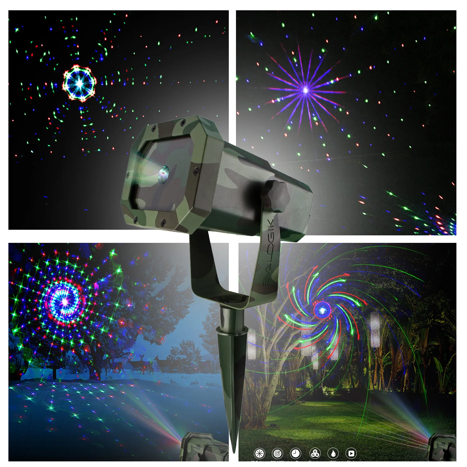 Outdoor Waterproof Led Laser Projector Light 20 Patterns Rf Remote ...