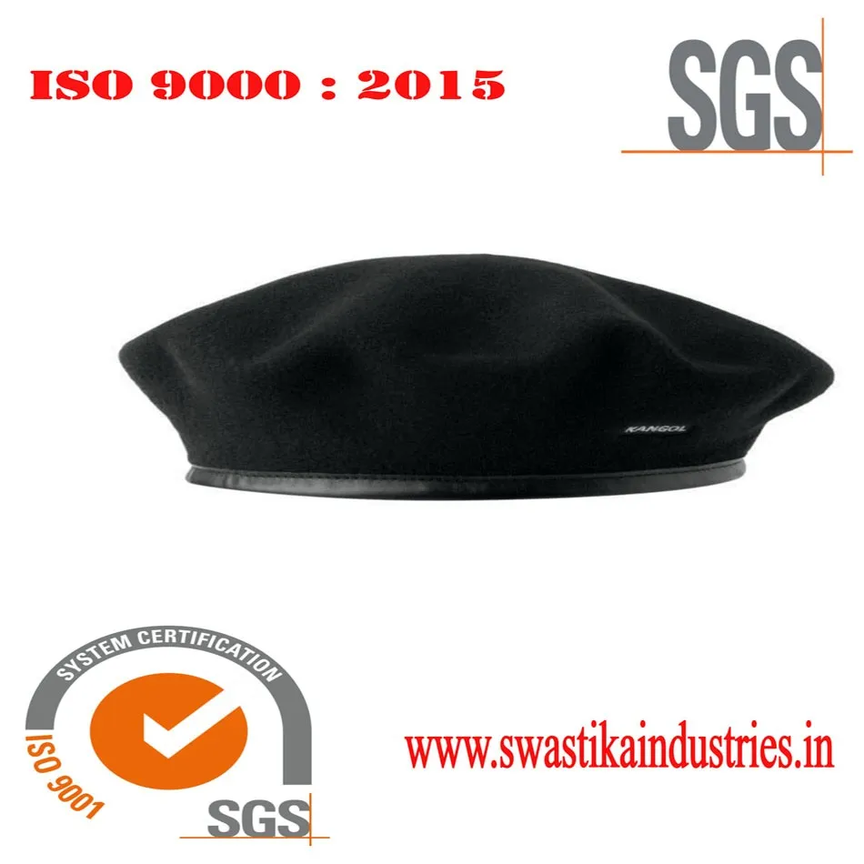 Custom Logo Green Wool Beret Hat for Men - French Embroidered Design ...