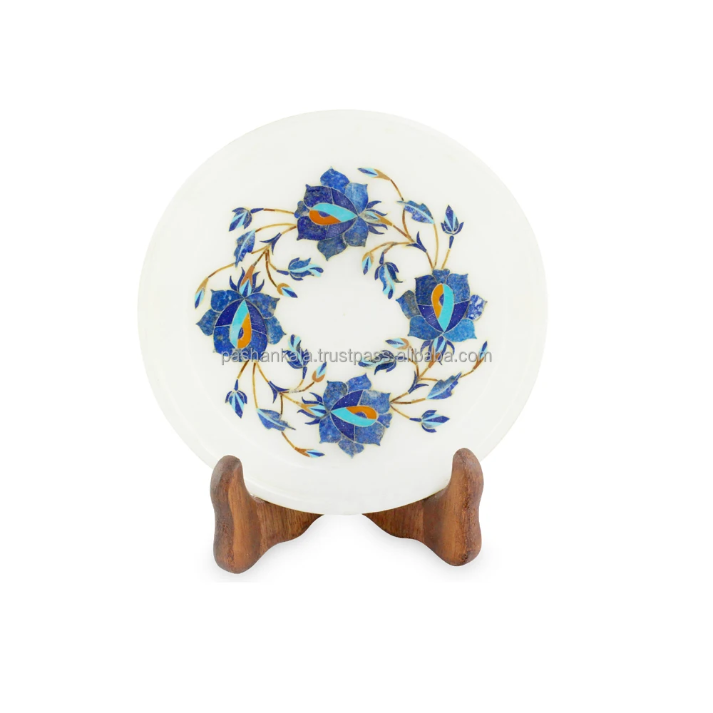 White Marble Inlaid Work Plates - Buy Inlay Plate,Marble Inlay Plate ...