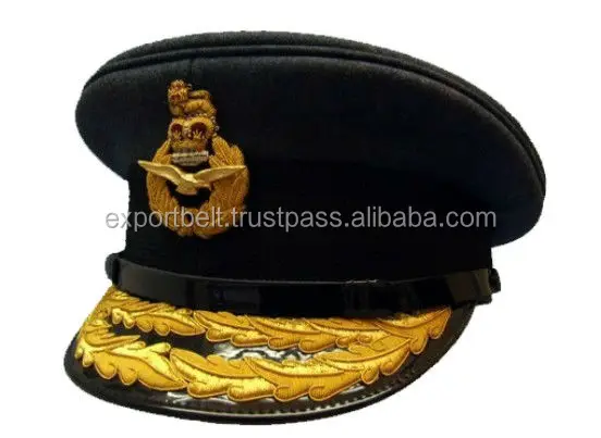 OEM Fashion Black Uniform Officer Peak Cap with Badges