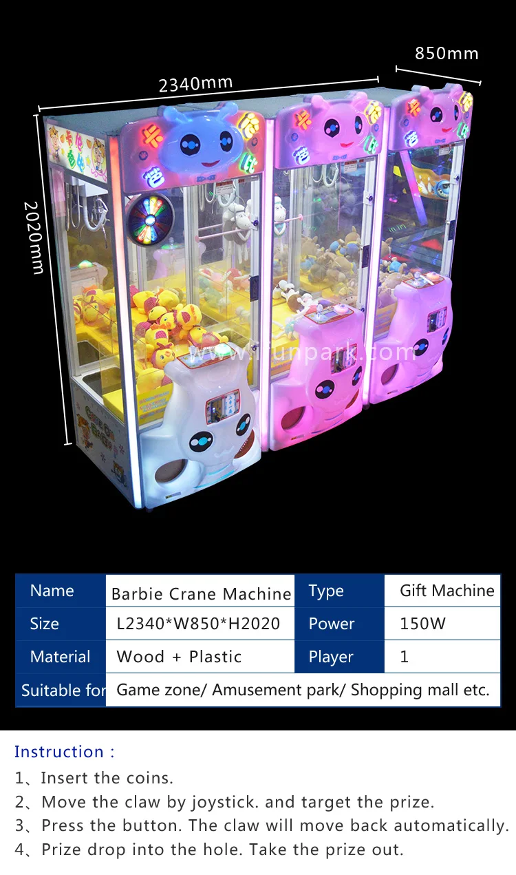 Coin Operate Gift Game Machine Lovely Animal Doll Claw Machine Prize ...