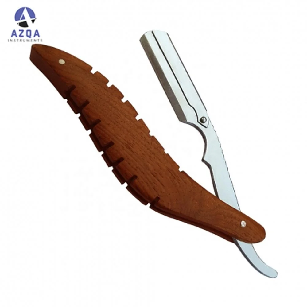 Stylish Gold Razor Straight Edge Barber Folding Shaving Knife Wooden ...