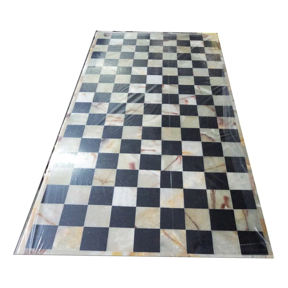 Onyx Marble Overlay Marble Table Top Chess Board Style Rectangular ...