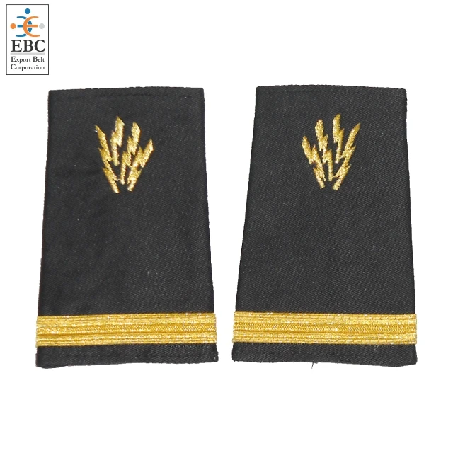OEM Custom Radio Officer Epaulets - 3 Gold Stripes on Black
