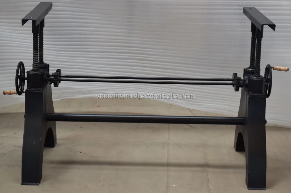 Industrial Crank Table - Adjustable Central Leg for Diverse Uses