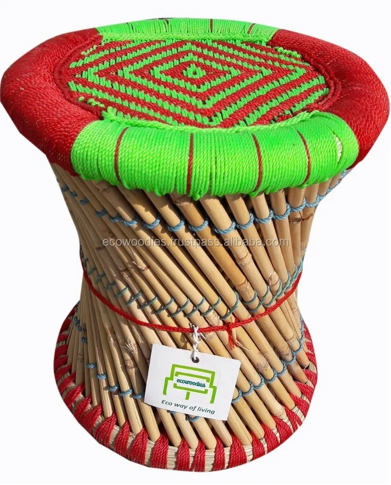 Premium Quality Bamboo Sarkanda Indian Cane Rattan Pouf Muddha Footrest ...
