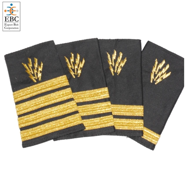 OEM Custom Radio Officer Epaulets - 3 Gold Stripes on Black